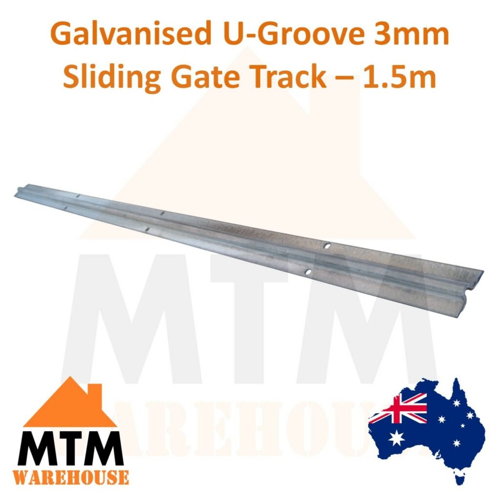 1.5m Sliding Slide Gate Track U-Groove Steel Fully Galvanised 3mm Heavy ...