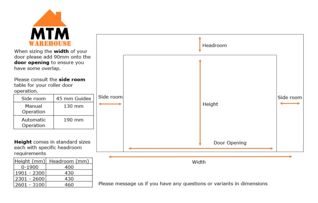 3000mm (H) x 3471-4115mm (W) Single Roller Garage Door Colorbond ...
